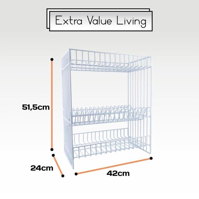Jual Ae05Z14 Modelline Rak Piring Besi 3 Susun Minimalis Evl-Pt-B30-Med ...