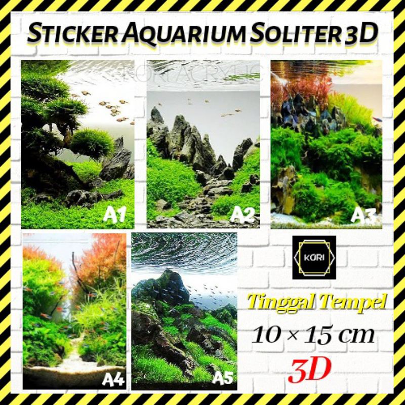 Jual Sticker Stiker Aquarium 10 x 15 cm 3D Soliter Cupang Tinggal ...