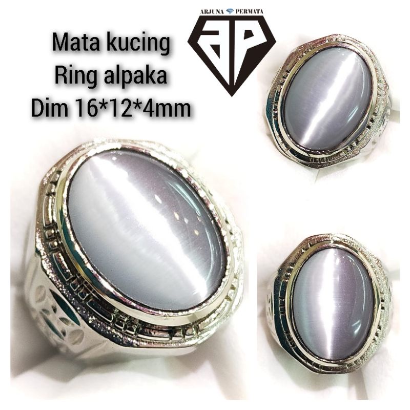 Jual cincin batu mata kucing putih cat eye asli ring alpaka | Shopee ...