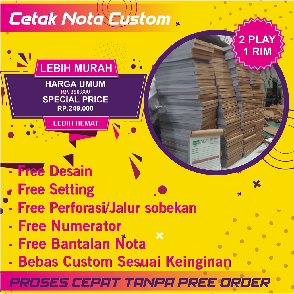Jual CETAK NOTA CUSTOM-2 PLAY 1 RIM, Percetakan custom NCR Invoice ...