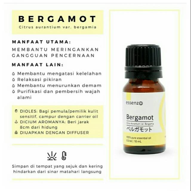 Jual Essenzo Bergamot Essential Oil (10 ml) | Shopee Indonesia