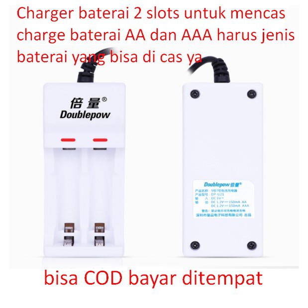 Jual Charger baterai 2 slots untuk mencas charge baterai AA dan AAA ...