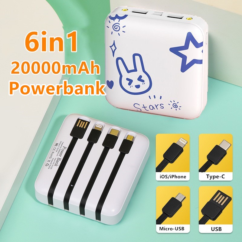 Jual PowerBank 20000mAh With 4 Kabel Usb PowerBank External Battery ...