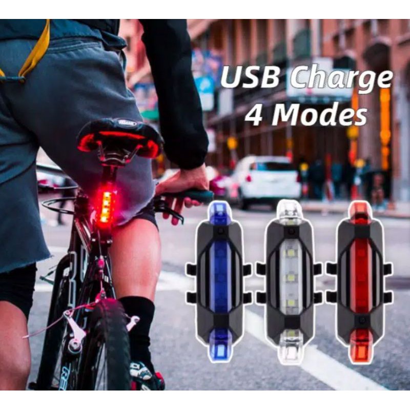 Jual LAMPU SEPEDA BELAKANG LED BISA DICHARGE ANTI AIR 3 MODE KEDIP ...