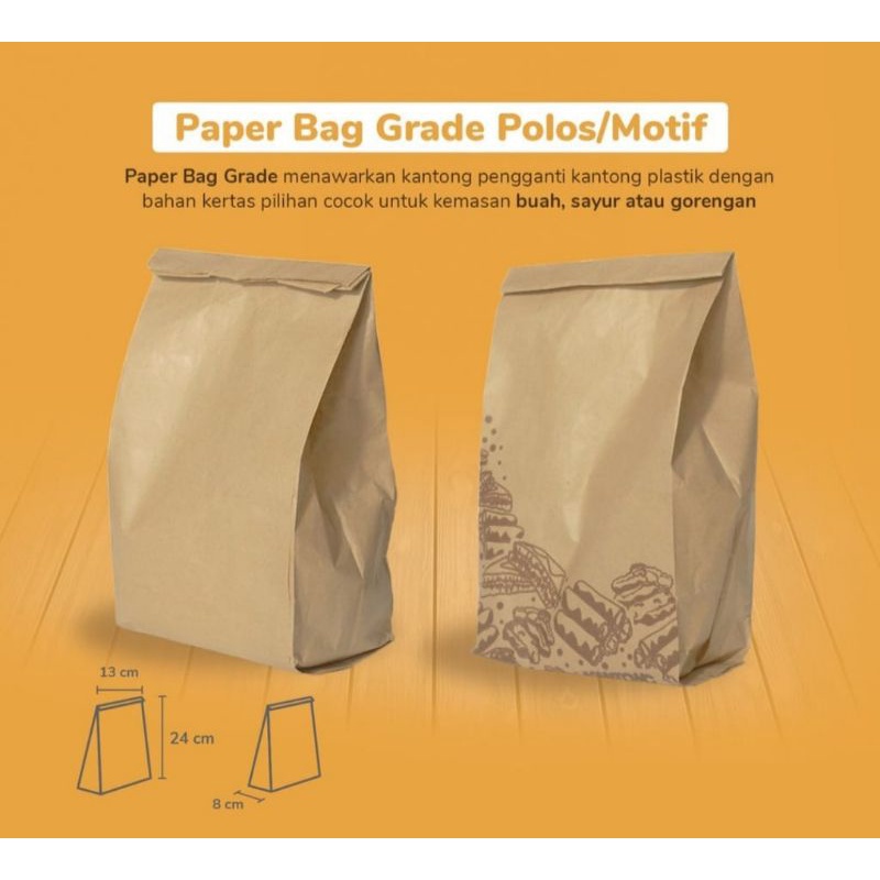 Jual paper bag grade kantong kertas 13x8x25 cm / paper bag coklat ...
