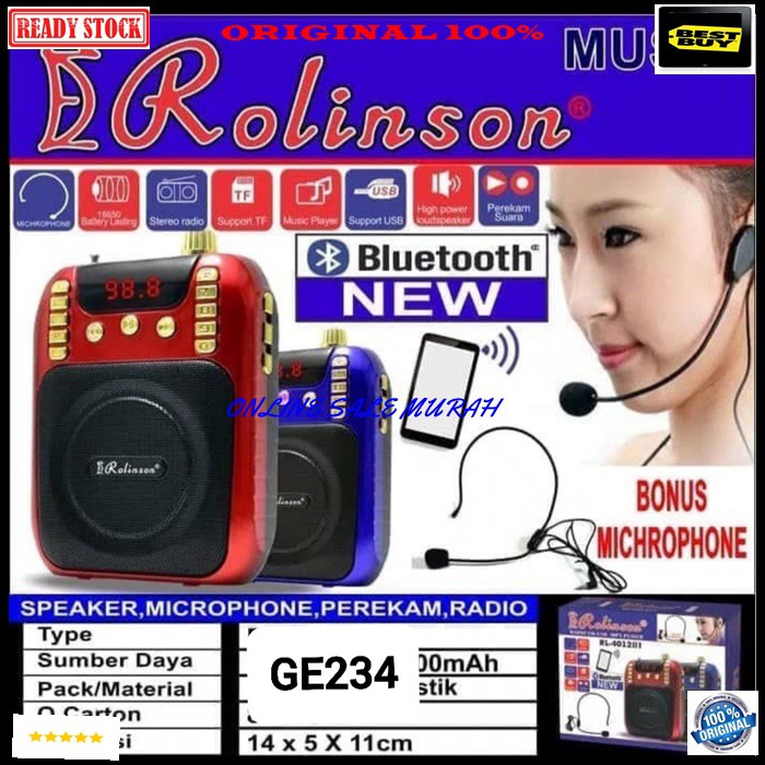Jual G234 speaker mini bluetooth radio fm karaoke mic mik microphone ...