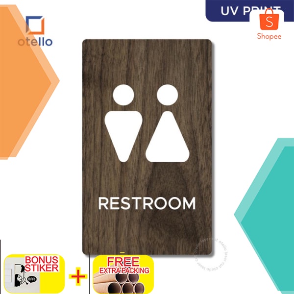 Jual Murah Papan Tanda Restroom Sign Board Kayu Print Signage Papan ...