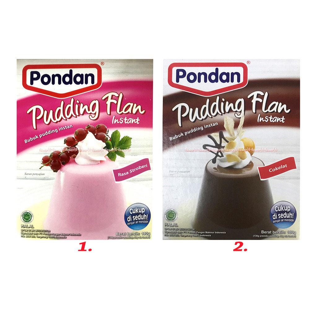 Jual Pondan Pudding Flan 180gr Bubuk Puding Instan Rasa Coklat ...