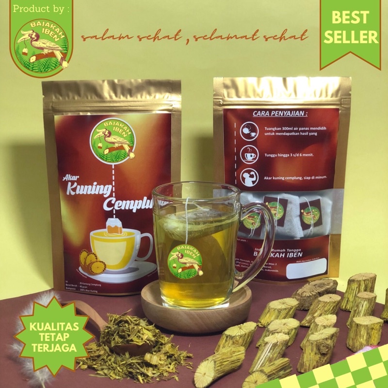 Jual teh akar kuning cemplung (isi 20), akar kuning, BAJAKAH IBEN ...