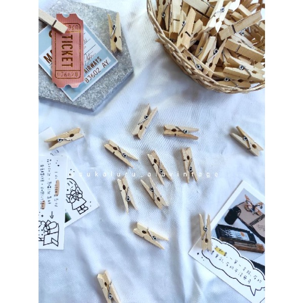 Jual 10 Buah Jepit Kayu Natural Warna Wooden Clip Klip Kayu Penjepit ...