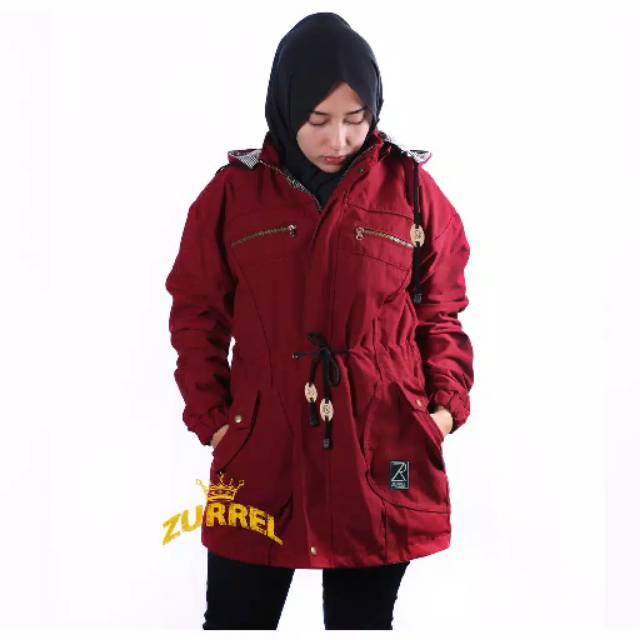 Jual Jaket parka wanita original maroon | Shopee Indonesia