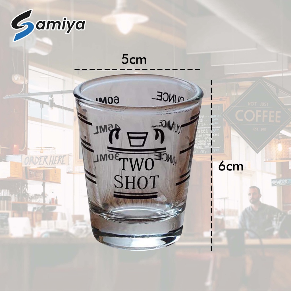 Jual two shot espresso glass 60ml / gelas kaca takar kopi / sloki gelas ...