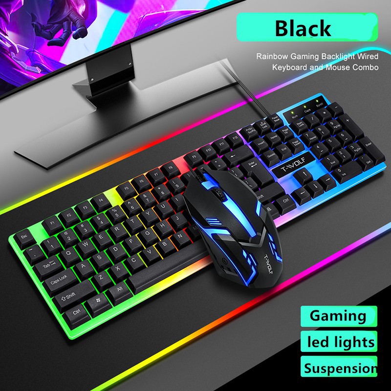 Jual T-WOLF TF230 Rainbow LED Gaming Keyboard And Mouse Combo Bundle ...
