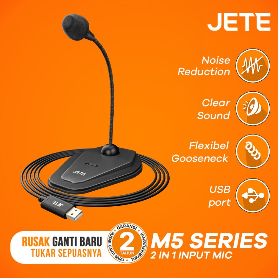 Jual DESKTOP MICROPHONE USB MIC JETE M5 MIC EXTERNAL FOR PC ZOOM ONLINE ...