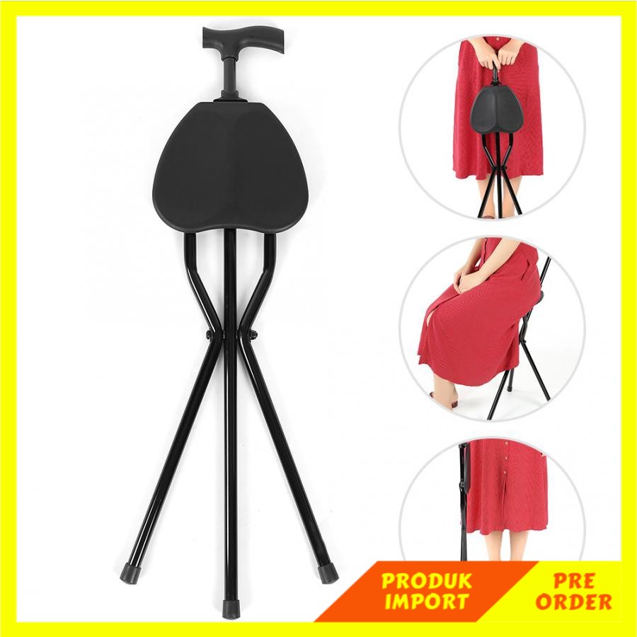 Jual PRODUK IMPORT Crutches Walking Foldable Crutch with Seat 3 Legs ...