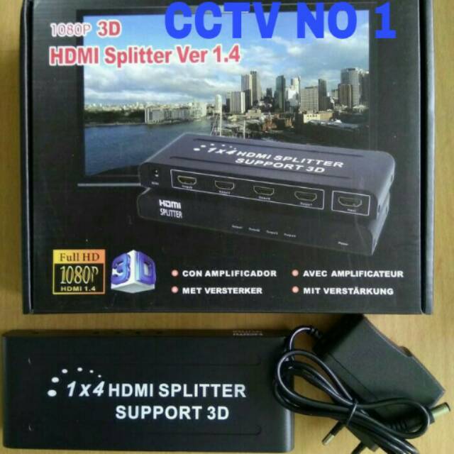 Jual Spliter HDMI 1x4 1080 3D 1in 4out | Shopee Indonesia