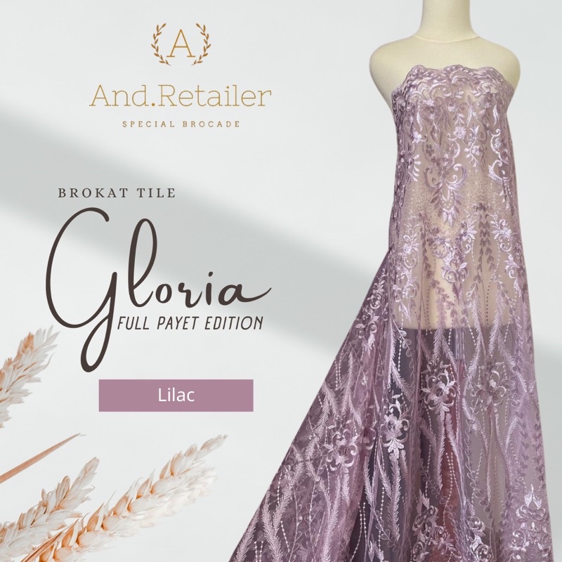 Jual KainBbahan kebaya Brokat Tile Payet Gloria Series warna Lilac ...
