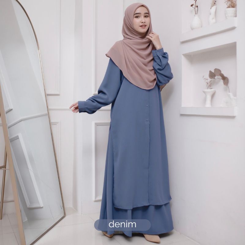 Jual PREMIUM ARUMI SET | Wmcom | Long tunik set rok | One set | Tunik ...