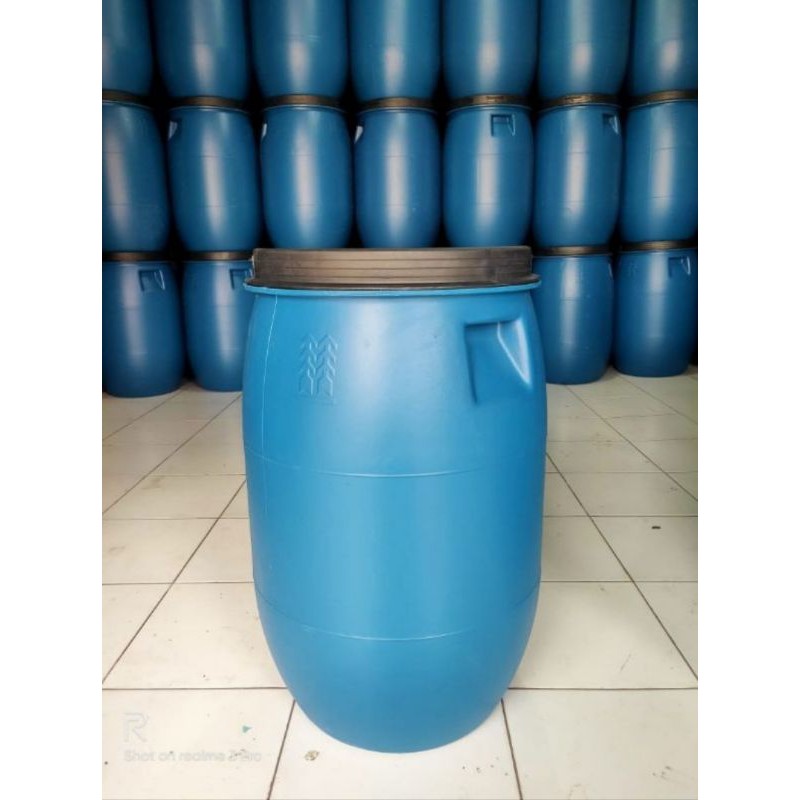 Jual drum plastik / tong sampah biru (bisa pakai kran) 60liter/120liter ...