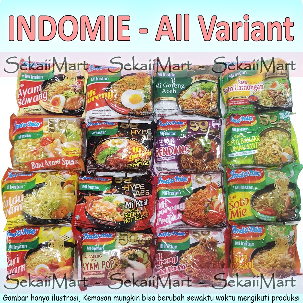 Jual INDOMIE Mie Instan Semua Rasa Kuah / Goreng - INDOMIE Instant ...