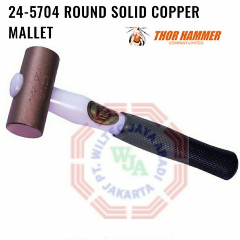 Jual Round Solid Copper Mallet / Palu Tembaga 950gr 5704 Merek THOR ...