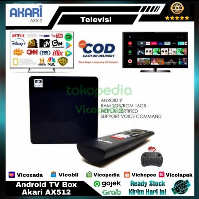 Jual STB Smart TV Box Android 9 Akari AX512 AX 512 Google Voice ...