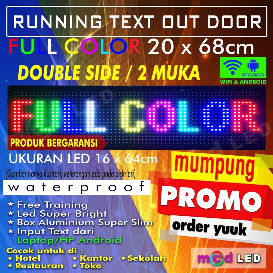 Jual RUNNING TEXT FULL COLOR OUT DOOR P 10 RGB SMD 16X64 DOUBLE SIDE ...