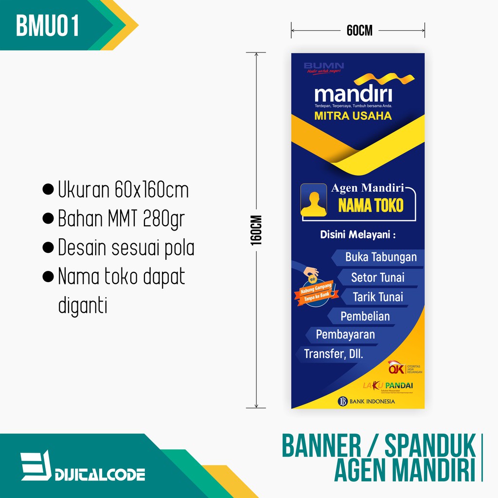 Jual BMU01 Spanduk Banner Mandiri Mitra Usaha 60x160cm | Shopee Indonesia