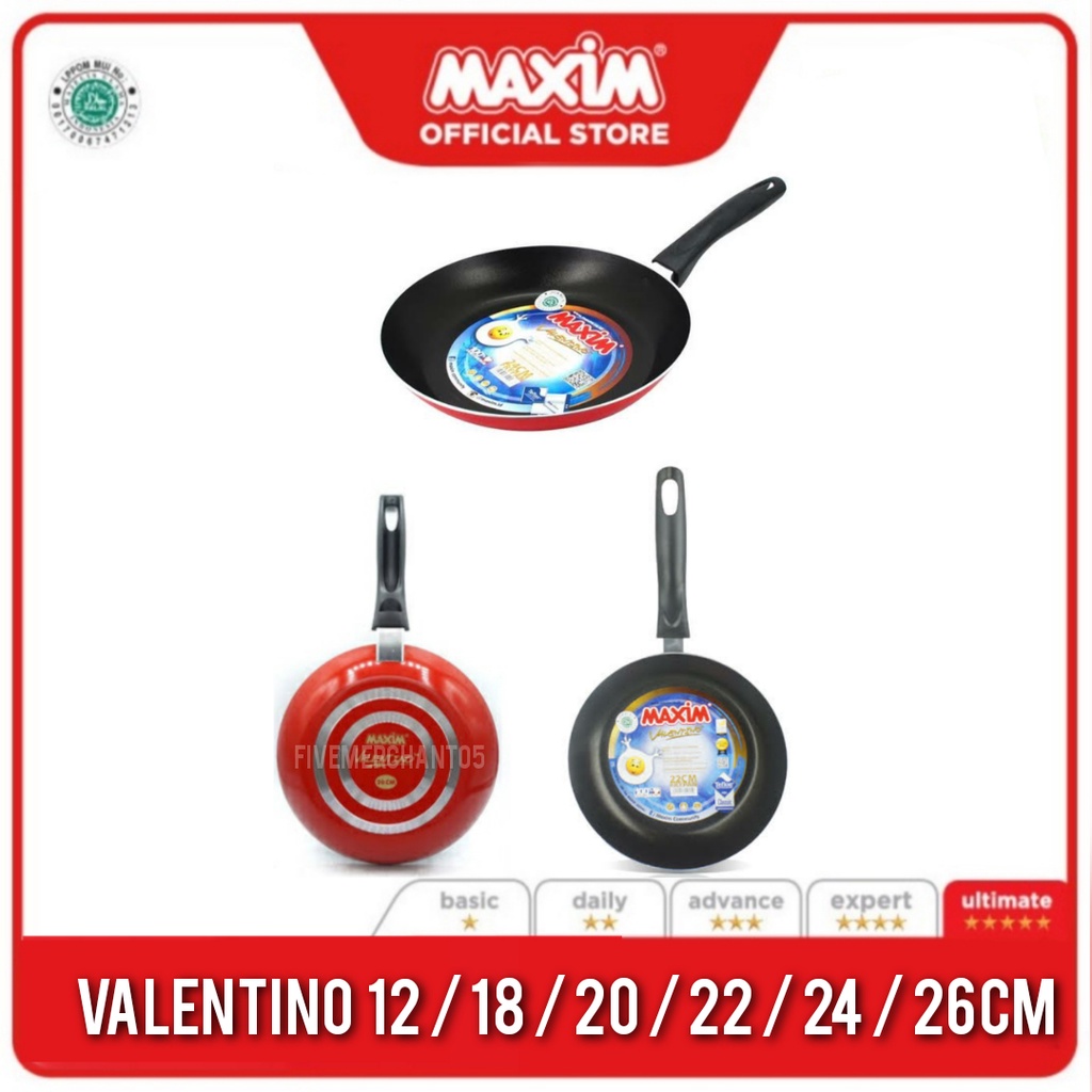 Jual Frypan Maxim Valentino 26 24 22 20 18 12 Teflon Goreng Anti ...