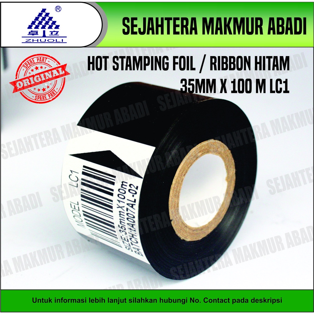 Jual 35mm x 100m Ribbon Tape 35x100 Hot Stamping Foil Merk LC1 Warna ...