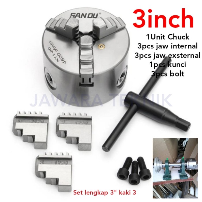Jual Chuck bubut/3jaw lathe Chuck/ hower bubut 3in 3kaki K11-80 ...