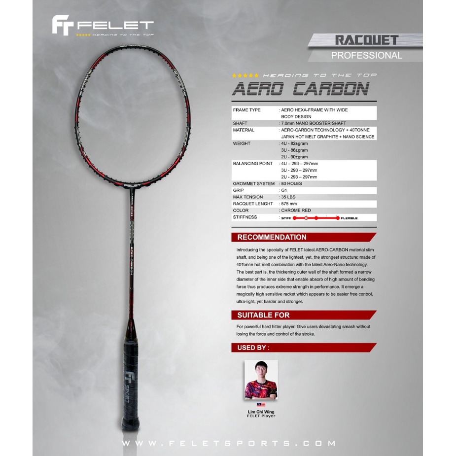 Jual Raket Original Felet Aero Carbon !! Raket badminton / Bulu Tangkis ...