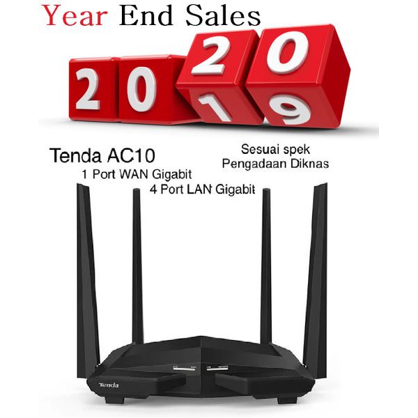 Jual TENDA AC10U AC1200 Smart Dual-Band Gigabit WiFi Router Murah | Shopee Indonesia