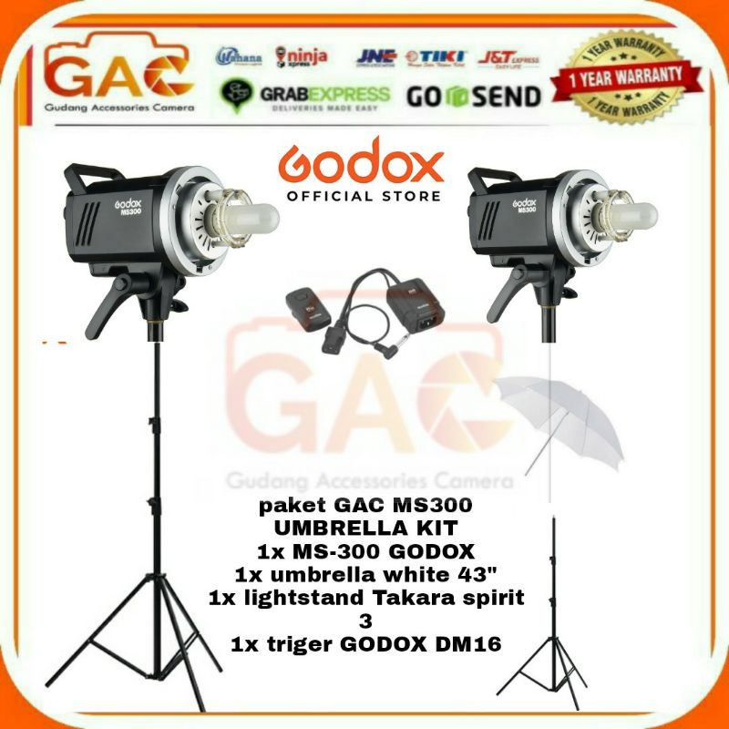 Jual paket lampu studio GAC single GODOX MS300 + umbrella kit | Shopee ...