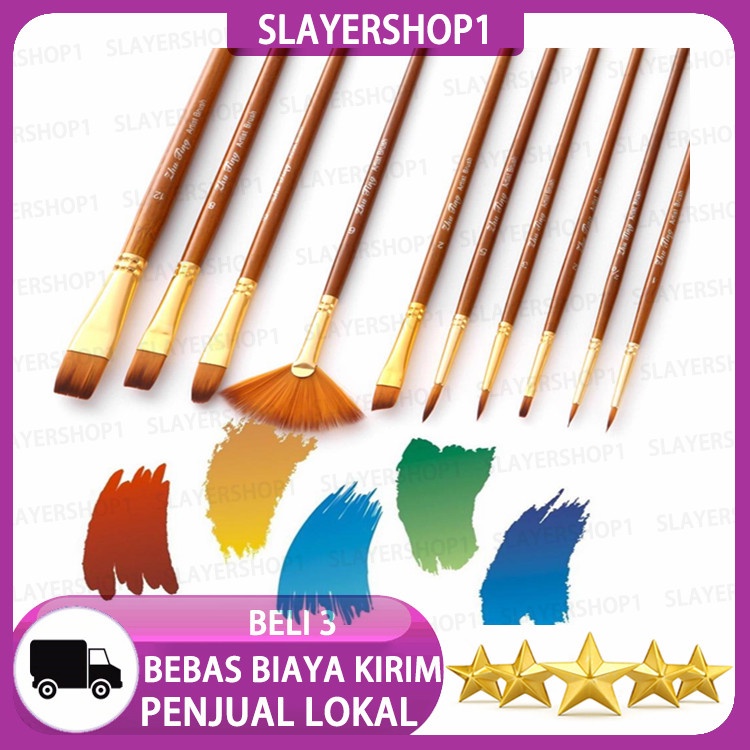 Jual Slayershop 10/6 Buah Set Kuas Lukis Kit Kuas Artis Beberapa Kuas ...