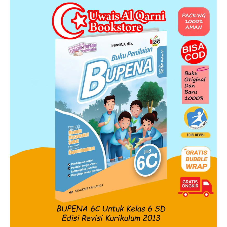 Jual BUPENA (BUKU PENILAIAN)JILID 6C UNTUK SD/MI KLS VI K13N ERLANGGA | Shopee Indonesia