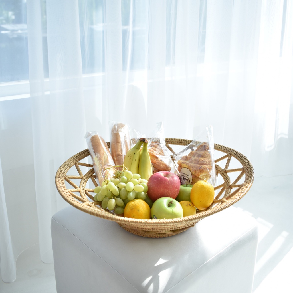 Jual Nicole Bowl / Basket Bulat Rotan Motif Diamond 100% Bahan Alam ...