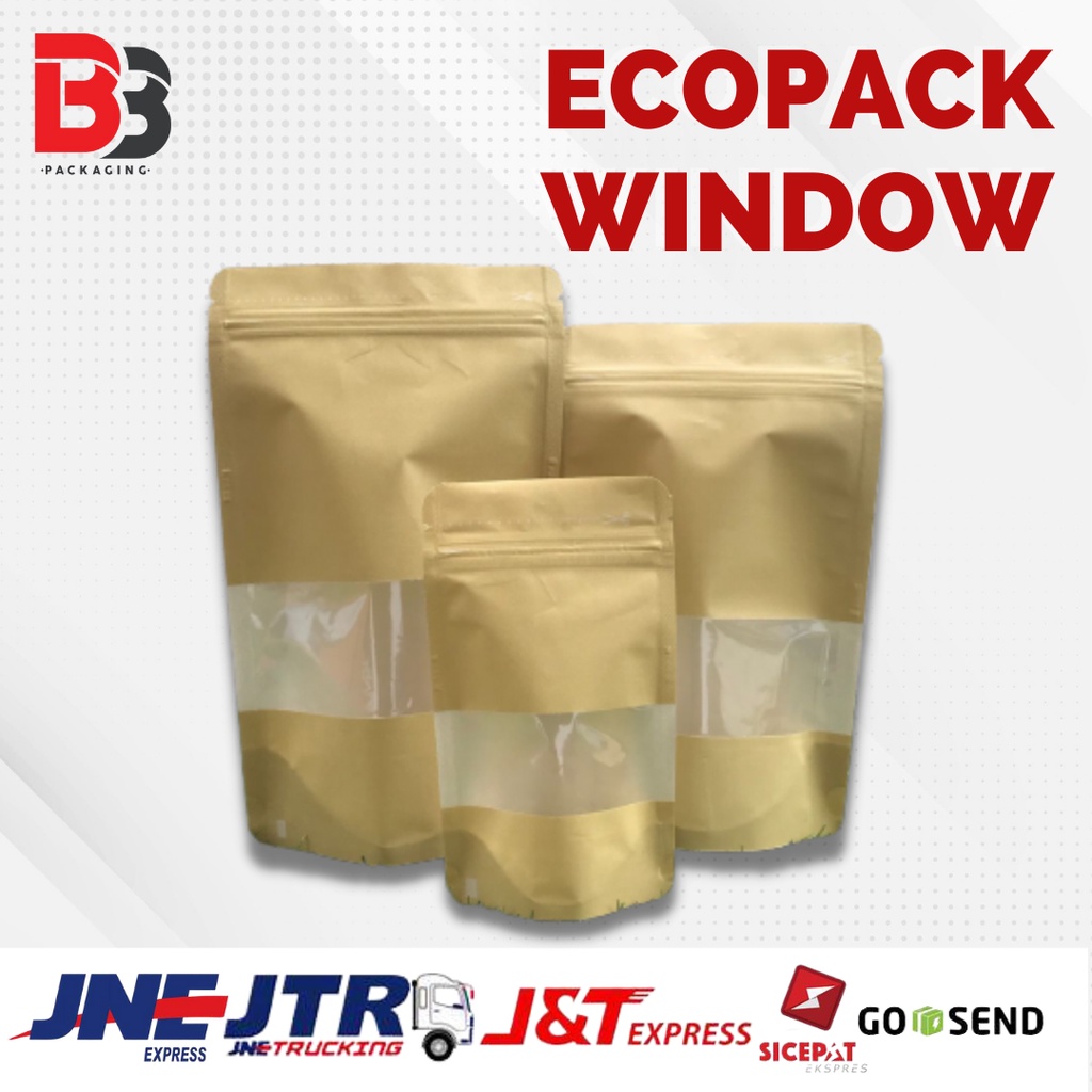 Jual [100 pcs] Standing Pouch Window Ecopack Kpack 1100 gr 18x29 ...