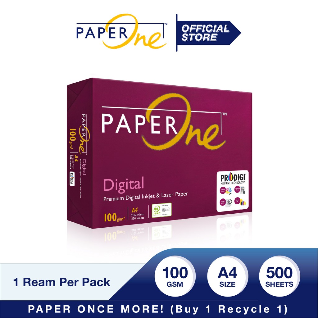 Jual PaperOne Kertas A4 100gr Digital 1 Rim (500 lembar) Kertas HVS A4 ...