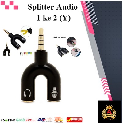 Jual Splitter Audio 1 ke 2. Spliter Audio 1 stereo ke dual Mic &Headset ...