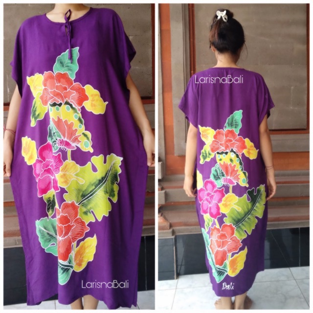 Jual Daster Kelelawar/ Dress Lukis Manohara Maxi Kaftan Motif Bunga ...