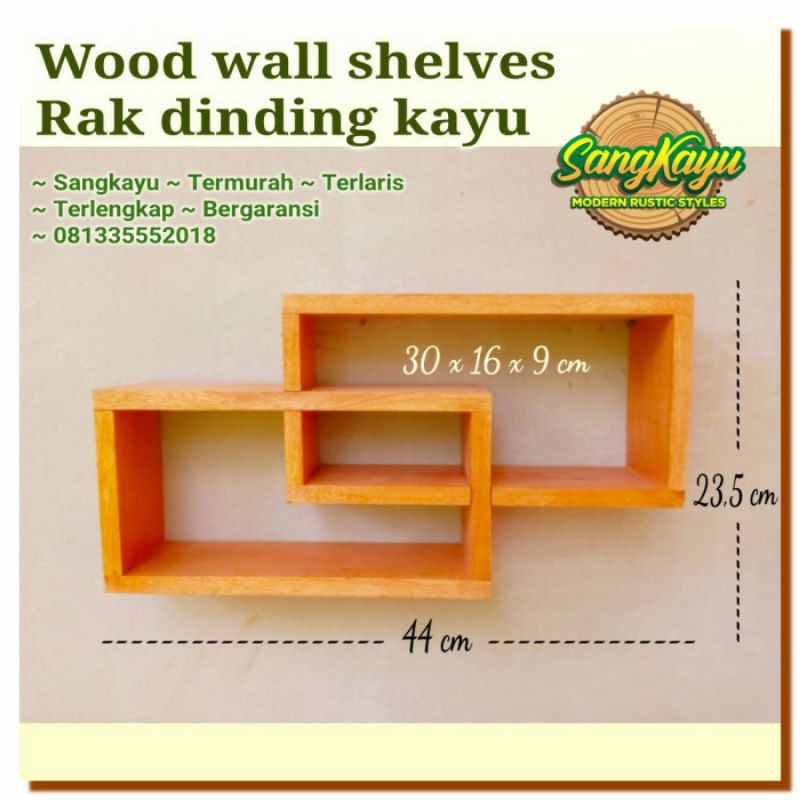 Jual Rak dinding minimalis kayu 44x23,5cm rak kayu serbaguna Wooden ...