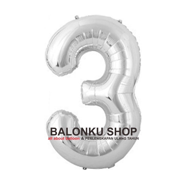 Jual Balon Foil Angka Jumbo Silver 100 cm / Balon Angka Jumbo 100cm ...