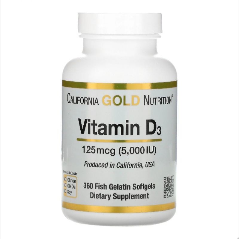 Jual California Gold Vitamin D3 (5000 IU) , 90 Fish Gelatin Softgels ...