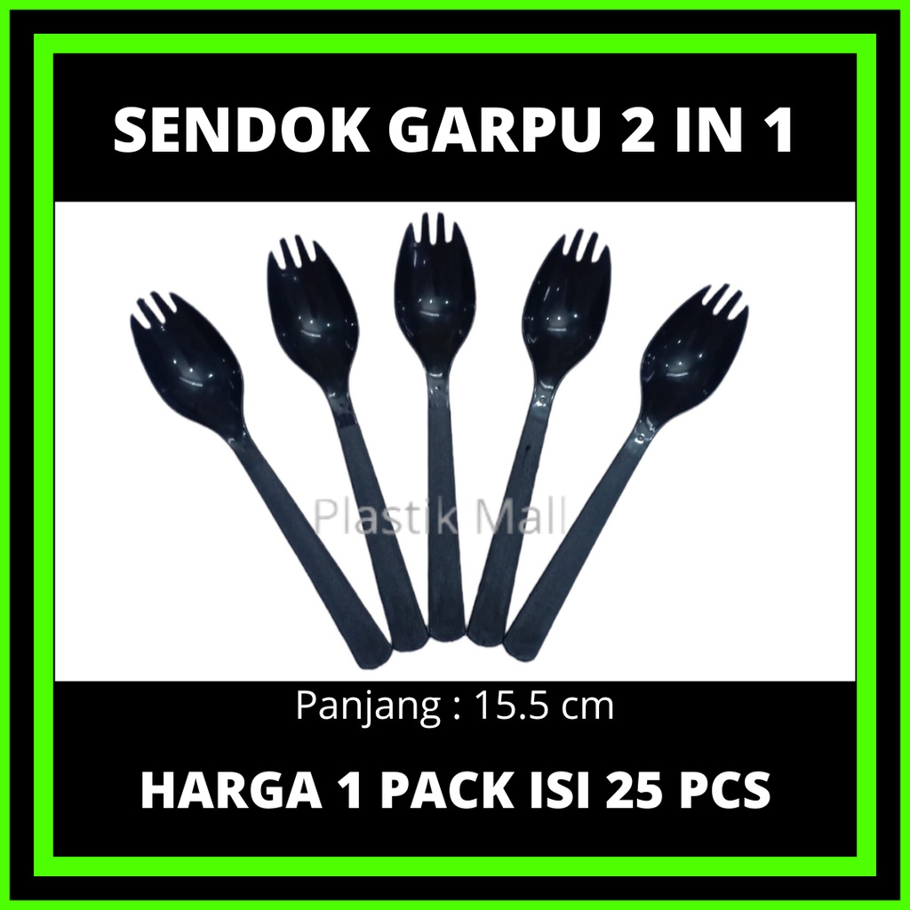 Jual (25pcs) Sendok Plastik 2 in 1/ Sendok Garpu Plastik 2 in 1 ...
