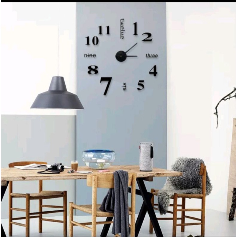 Jual Jam Dinding Tempel Besar DIY Analog 3D Giant Modern Clock jam ...