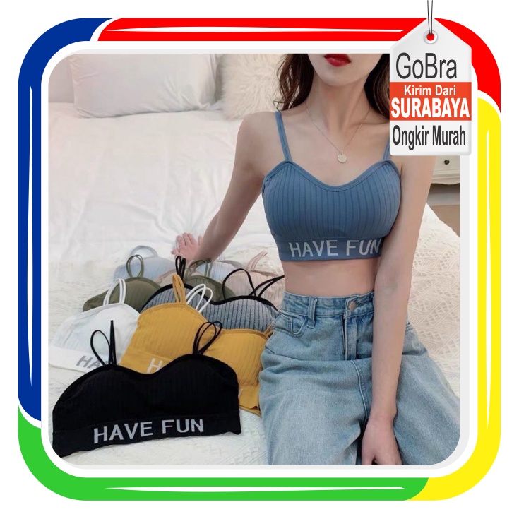 Jual Gobra ♕ PW132 Bra Wanita Push Up Garis Sexy Sport Fleksibel Tanpa Kawat Import COD | Shopee ...