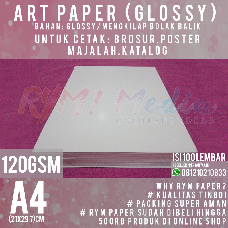 Jual Art Paper 120 gsm A4 isi 100 Lembar / Kertas Bahan Brosur ...