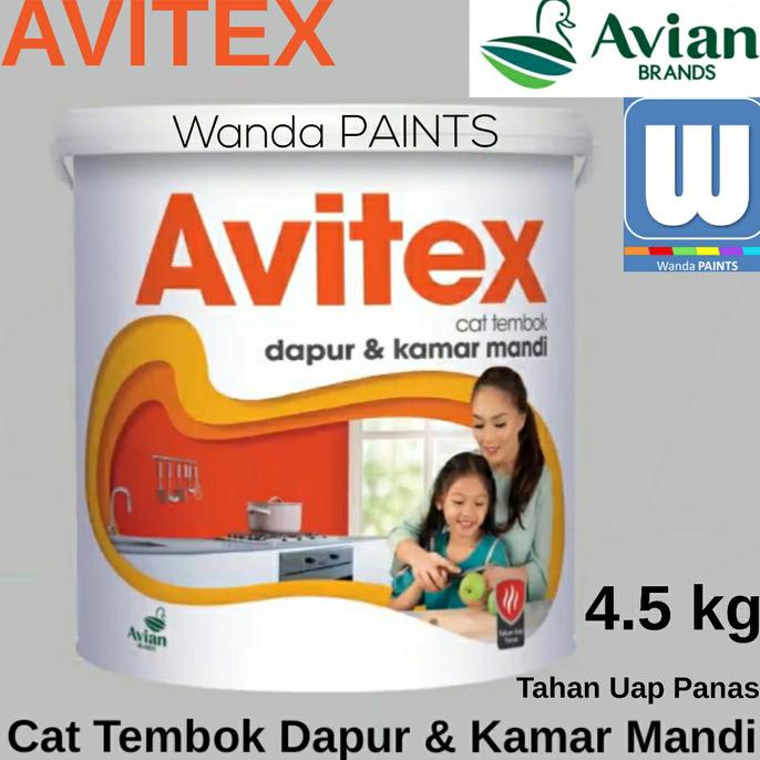 Jual CAT TEMBOK Cat Tembok Dapur & Kamar Mandi AVITEX Putih BW 4.5kg ...