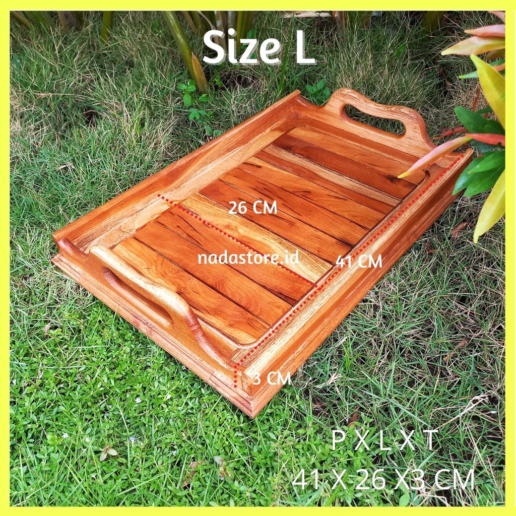 Jual PREMIUM WOODEN SERVING TRAY / BAKI / NAMPAN KAYU JATI / NAMPAN ...